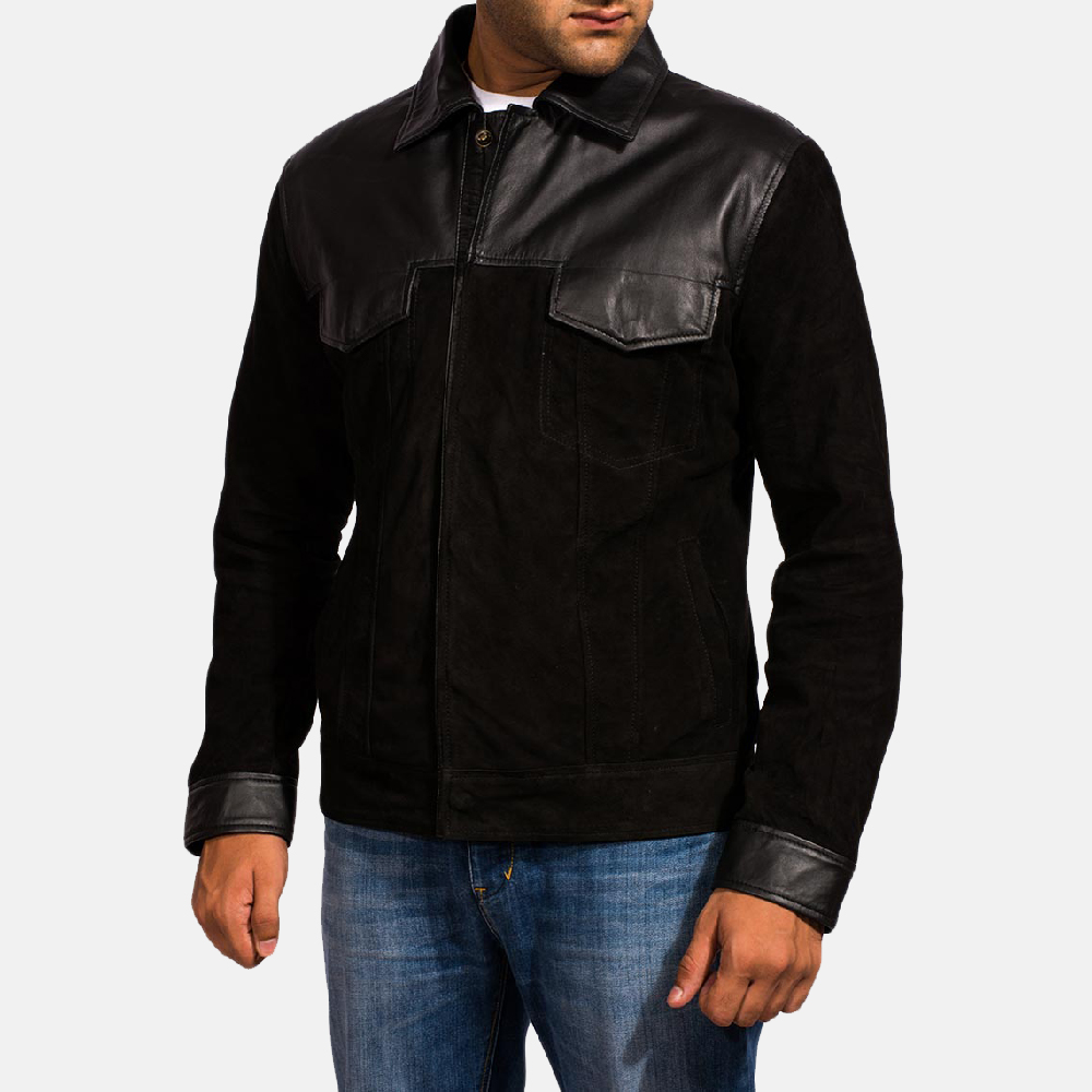 Fusion Black Suede Leather Jacket - Maker of Jacket