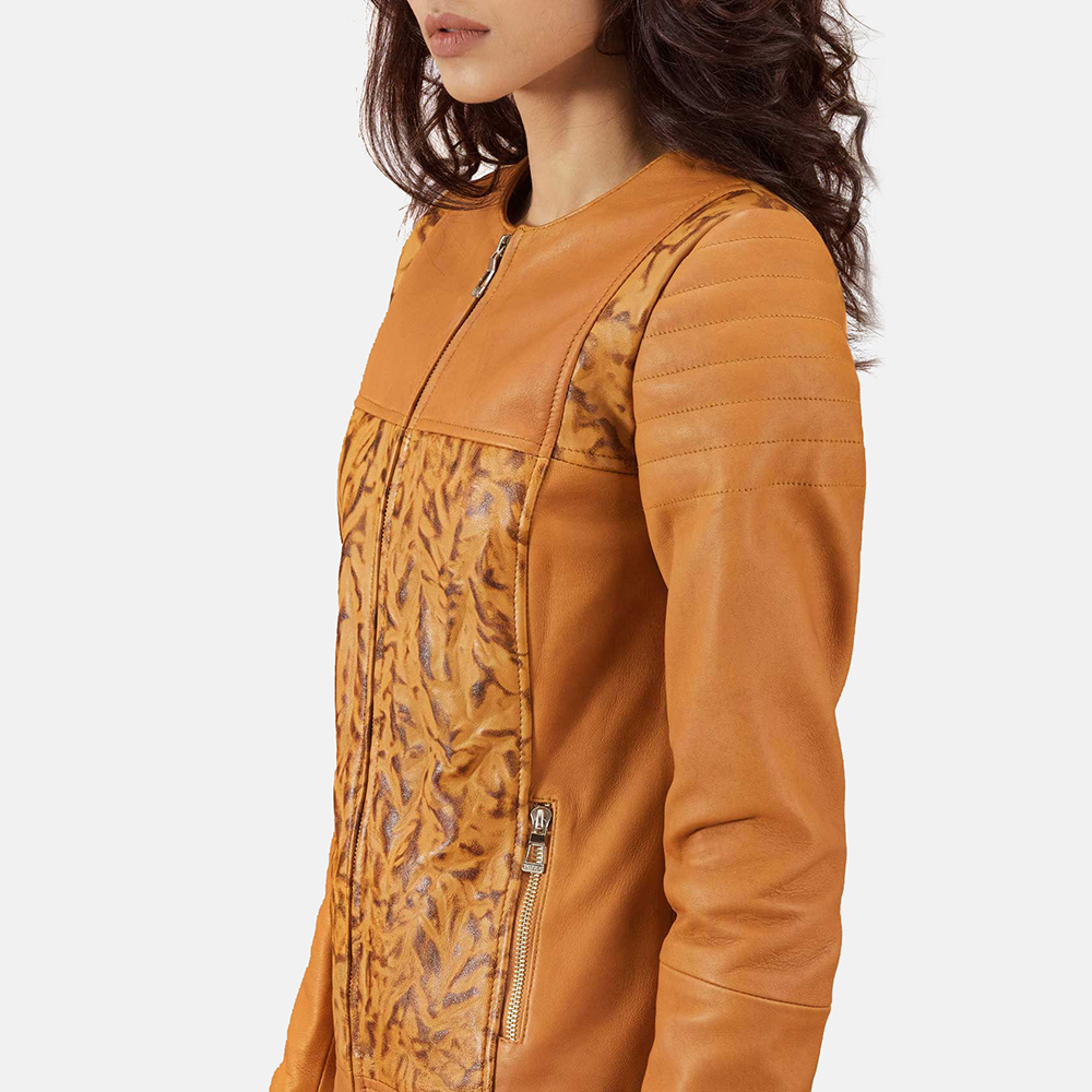 Sandy Tan Dye Leather Biker Jacket - Maker of Jacket