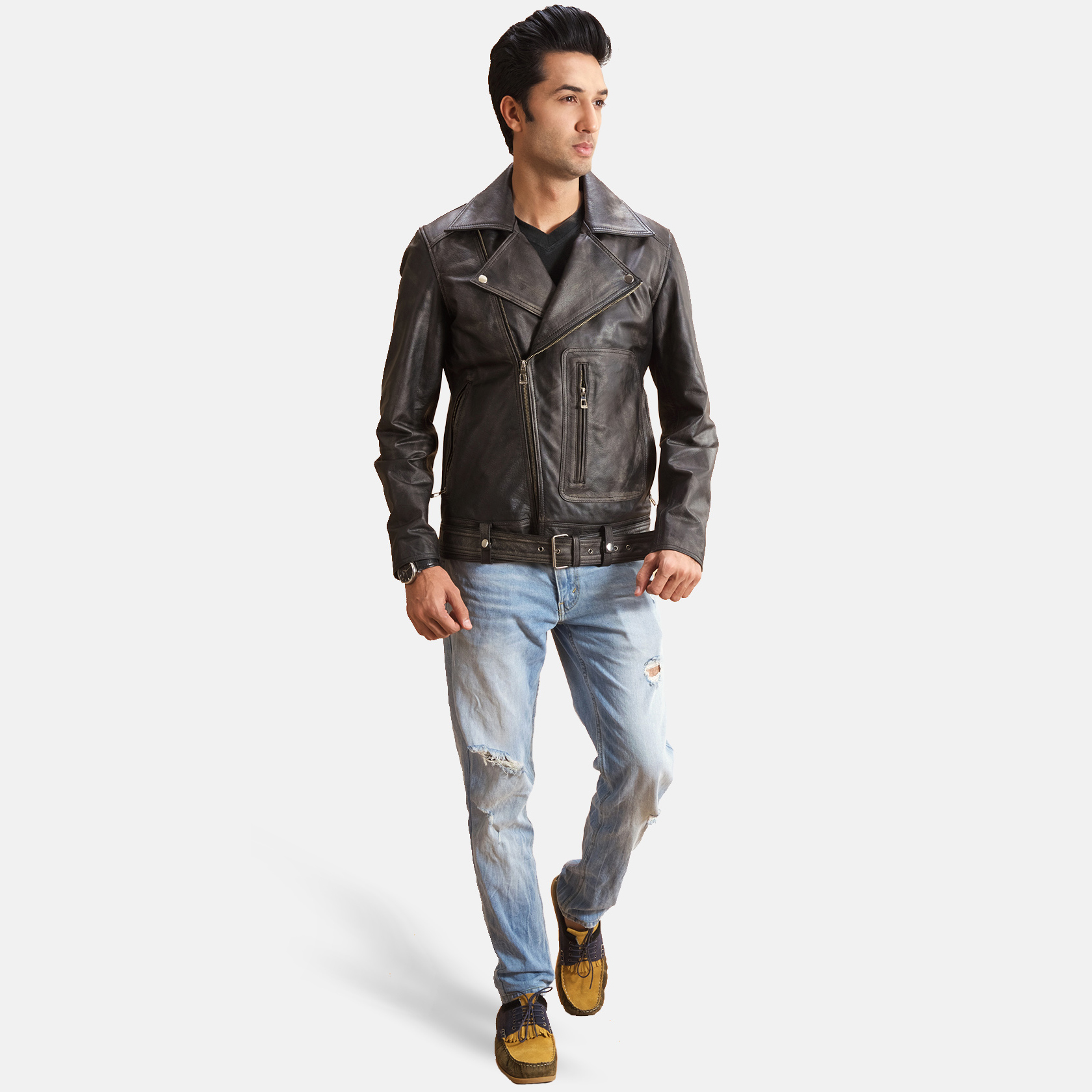 Oliver Basic Buckled Leather Biker Jacket - Maker of Jacket