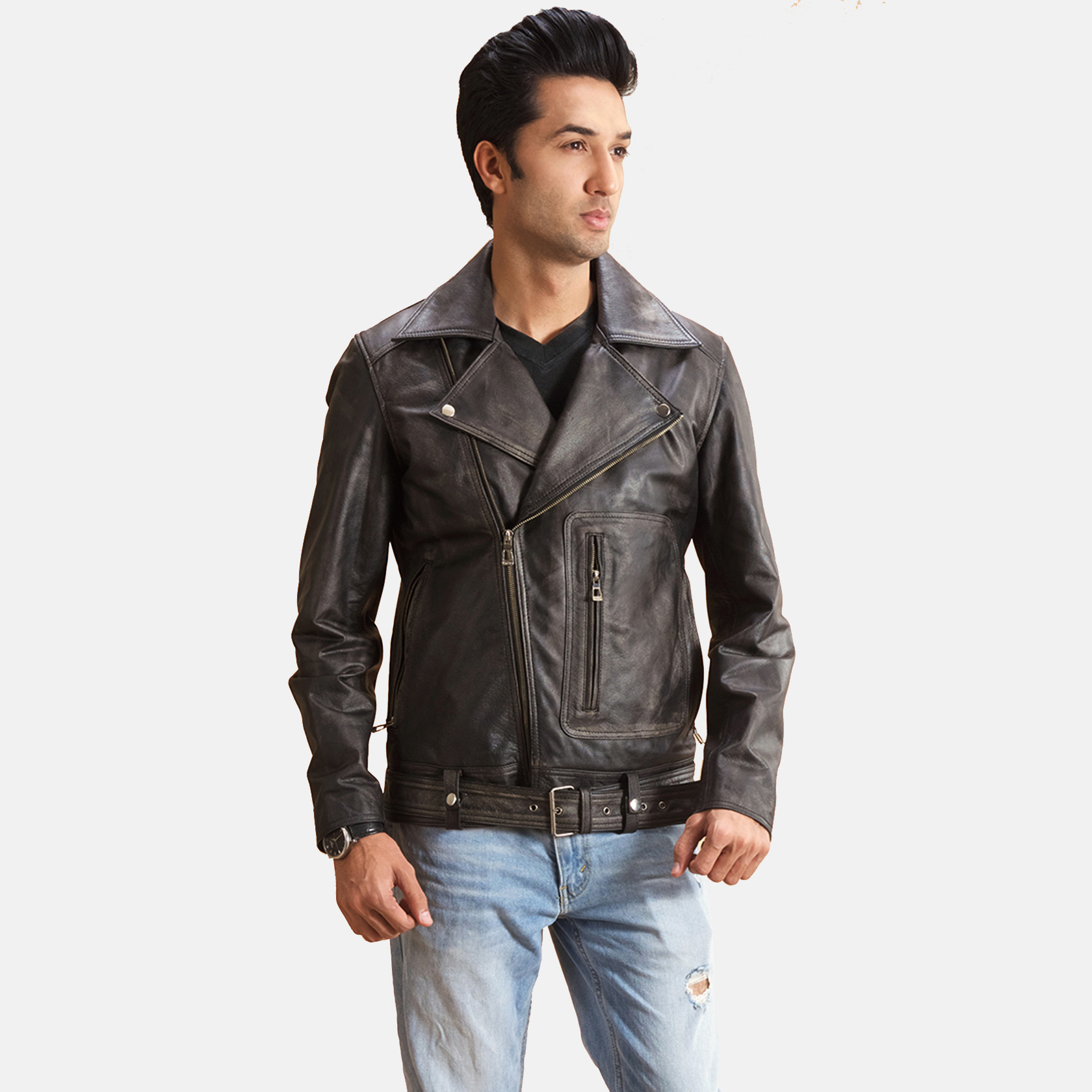 Oliver Basic Buckled Leather Biker Jacket - Maker of Jacket