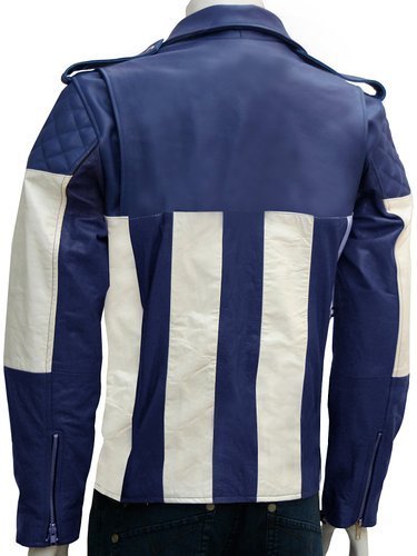 WHITE STRIP BIKER RACING JACKET - Maker of Jacket