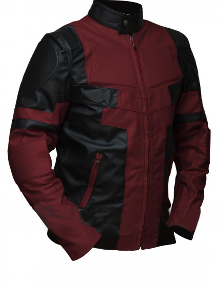 Deadpool Maroon & Black Genuine Real Leather Jacket - Maker of Jacket