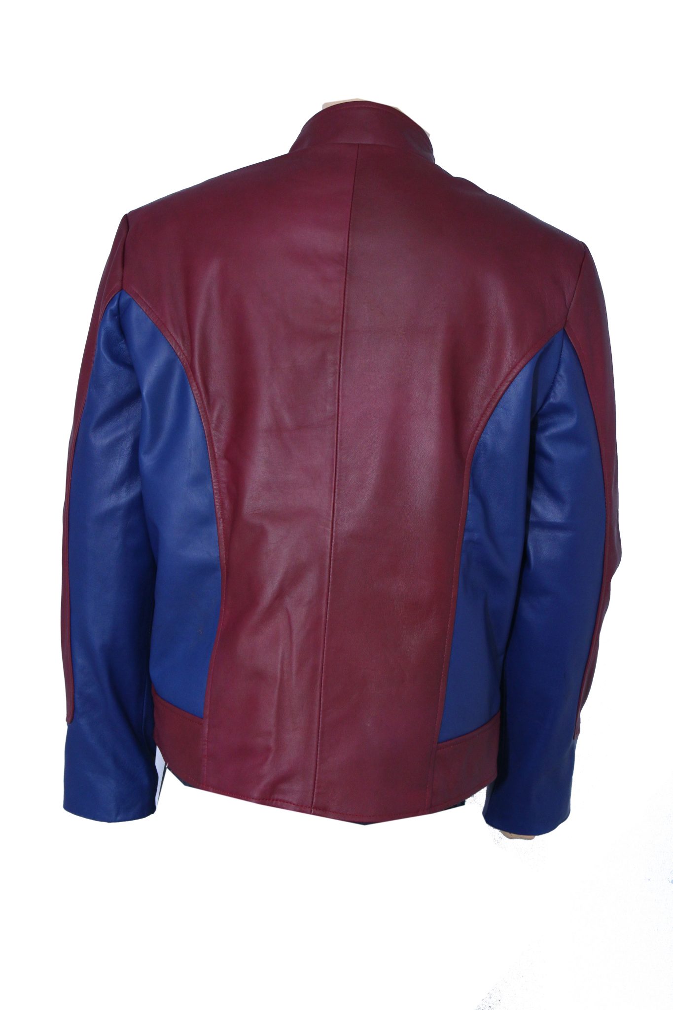 Leather Spiderman Costume Jacket (Blue & Maroon) - Maker of Jacket