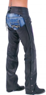 Purple Wings Leather Chaps for Women Pant Pockets - Maker of Jacket