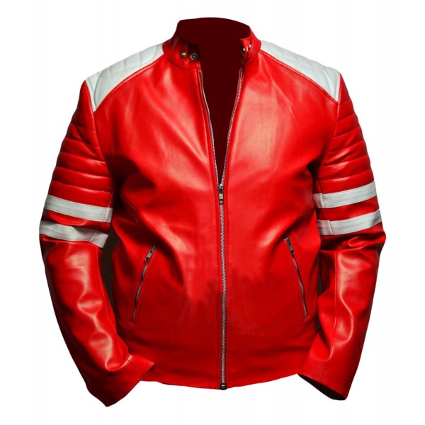 Brad Pitt Fight Club Red Leather Jacket - Maker of Jacket