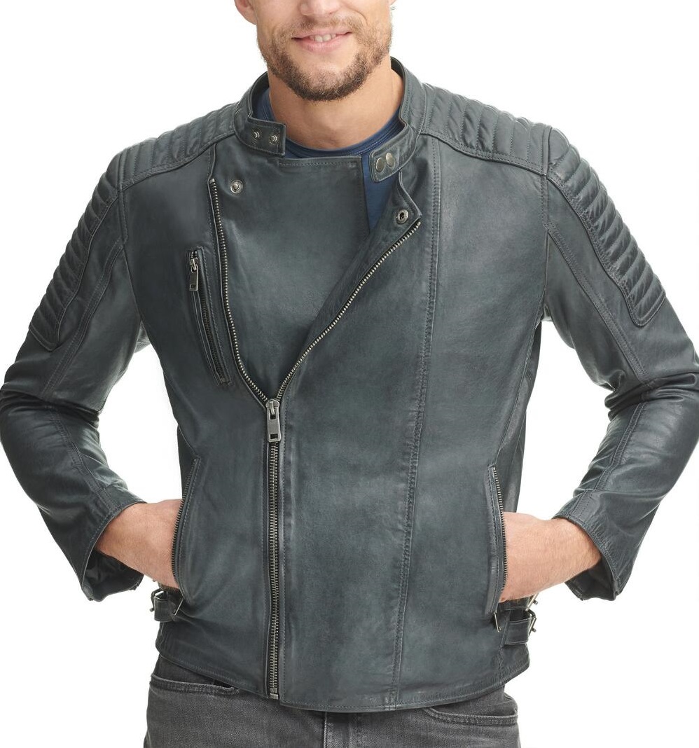 Vintage Leather Jacket With Chest Zip Pocket - Maker of Jacket