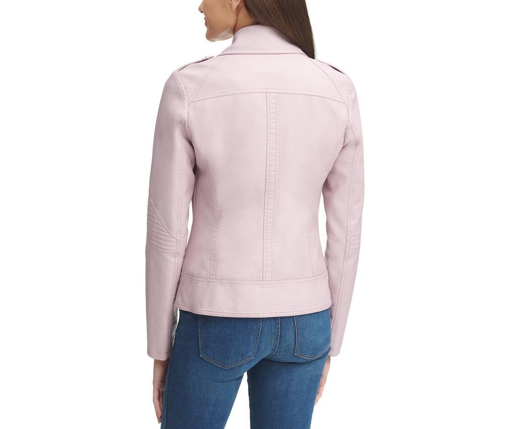 Women's Dusty Pink Color Cycle Leather Jacket - Maker of Jacket