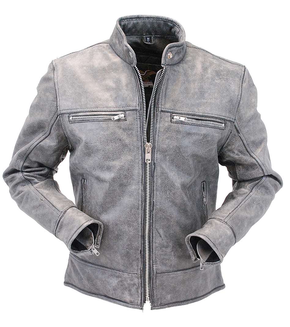 Women's Hand Painted Vintage Gray Motorcycle Jacket - Maker of Jacket