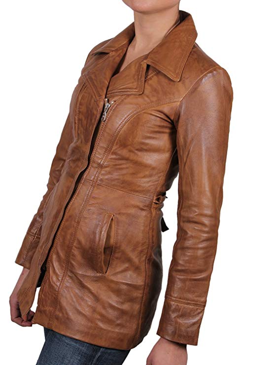 Womens Vintage Long Real Leather Biker Jacket - Maker of Jacket