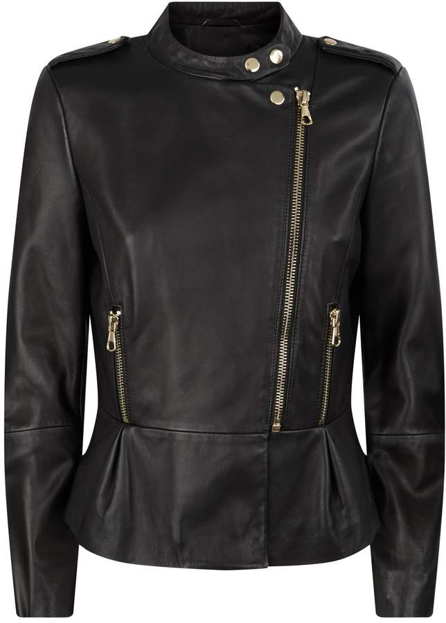 Black Leather Ruffle Jacket - Maker of Jacket