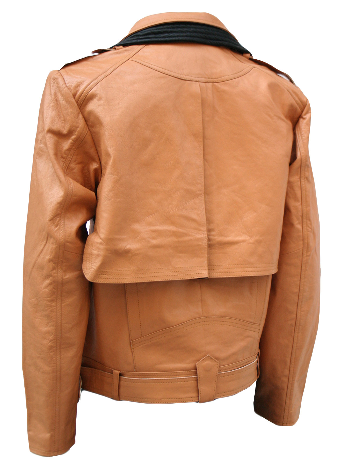 Tan And Black Draped Leather Jacket for Men - Maker of Jacket