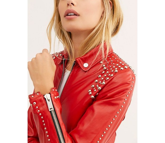 Women Studded Leather Jacket - Maker of Jacket
