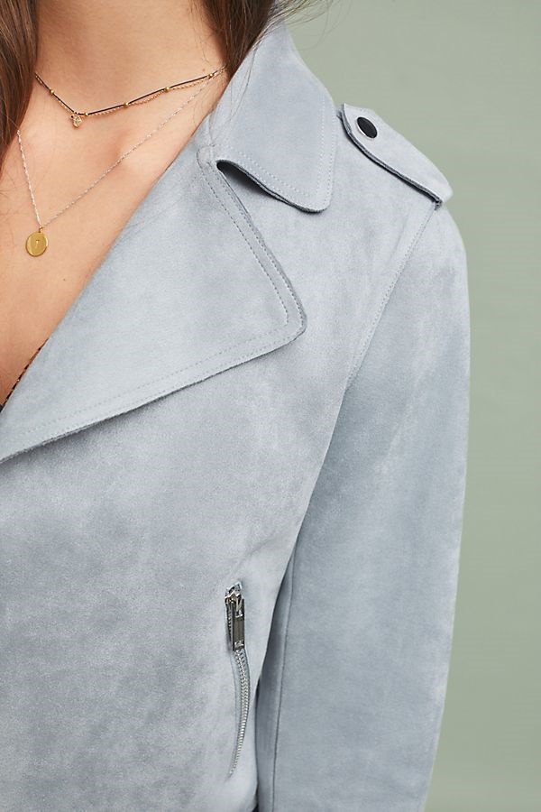 Women's Light Blue Moto Biker Jacket - Maker of Jacket