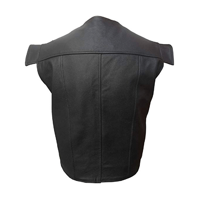 Men's Real Black Jacobite Toggle Leather Waistcoat Vest - Maker of Jacket