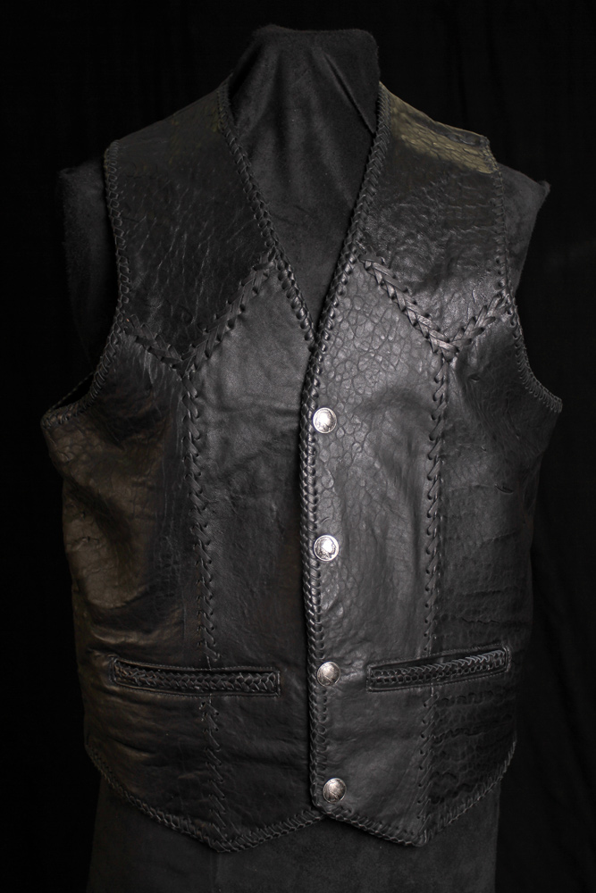 Men’s Black Laced Western Vest - Maker of Jacket