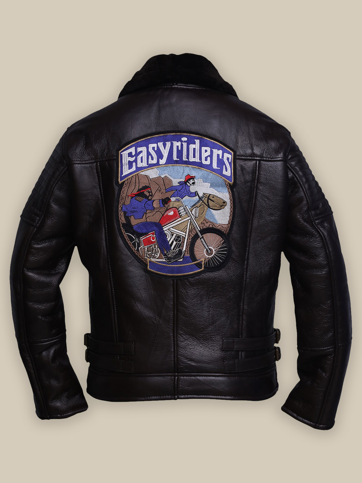 Men Black Rider Shearling Leather Jacket - Maker of Jacket