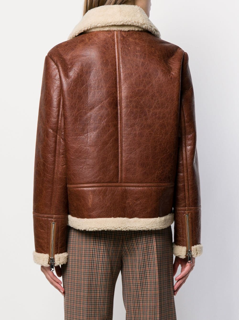 Women's Brown Shearling Lined Jacket - Maker of Jacket