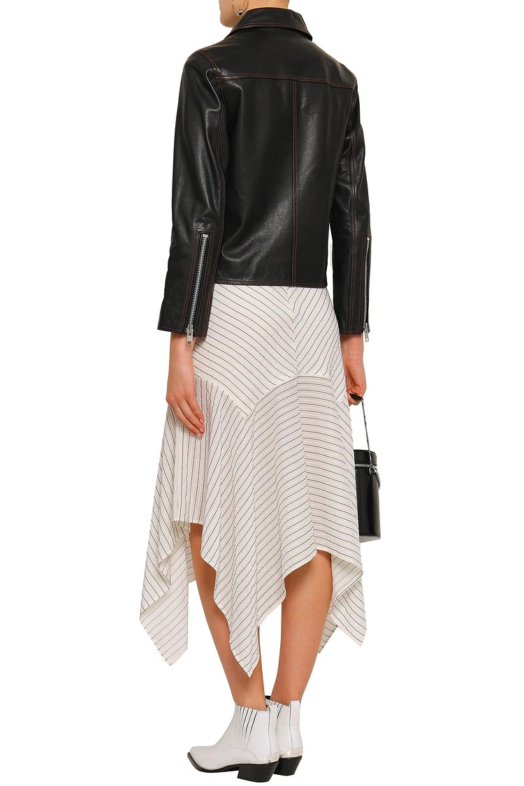 Women Asymmetrical Leather Biker Jacket - Maker of Jacket