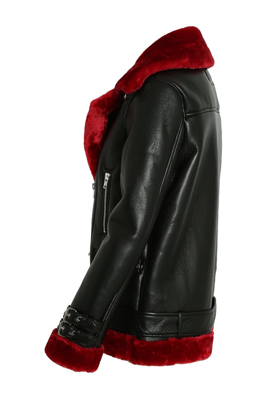 Black Faux Leather Fur Lined Coat - Maker of Jacket