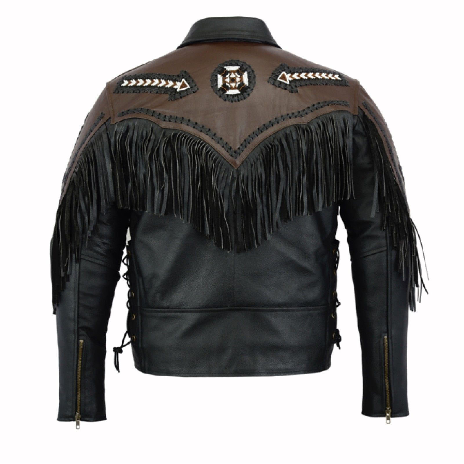 Leather Fringed Tassel Fringe Classic Diamond Motorcycle Jacket - Maker ...