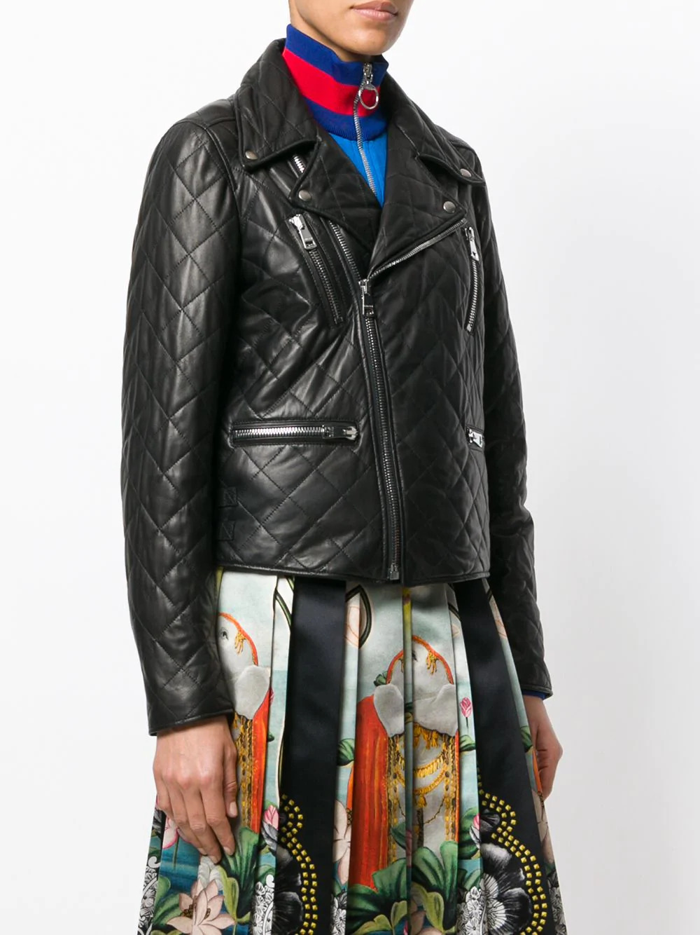 Woman's Black Quilted Leather Biker Jacket - Maker of Jacket
