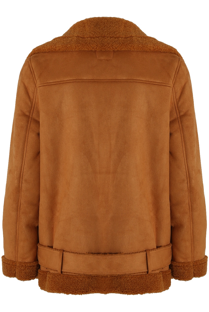 Women's Faux Suede Fur Lining Shearling Coat - Maker of Jacket