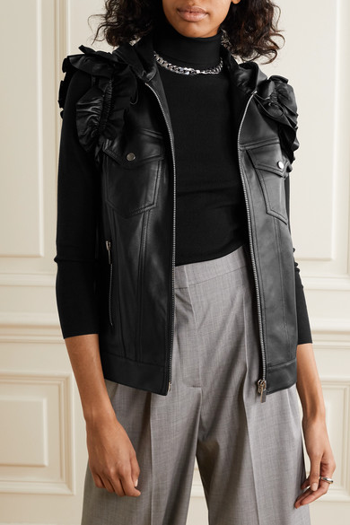 Women's Ruffled Leather Vest - Maker of Jacket