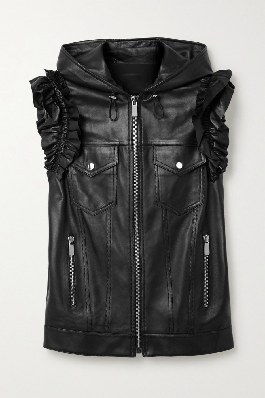 Women's Ruffled Leather Vest - Maker of Jacket