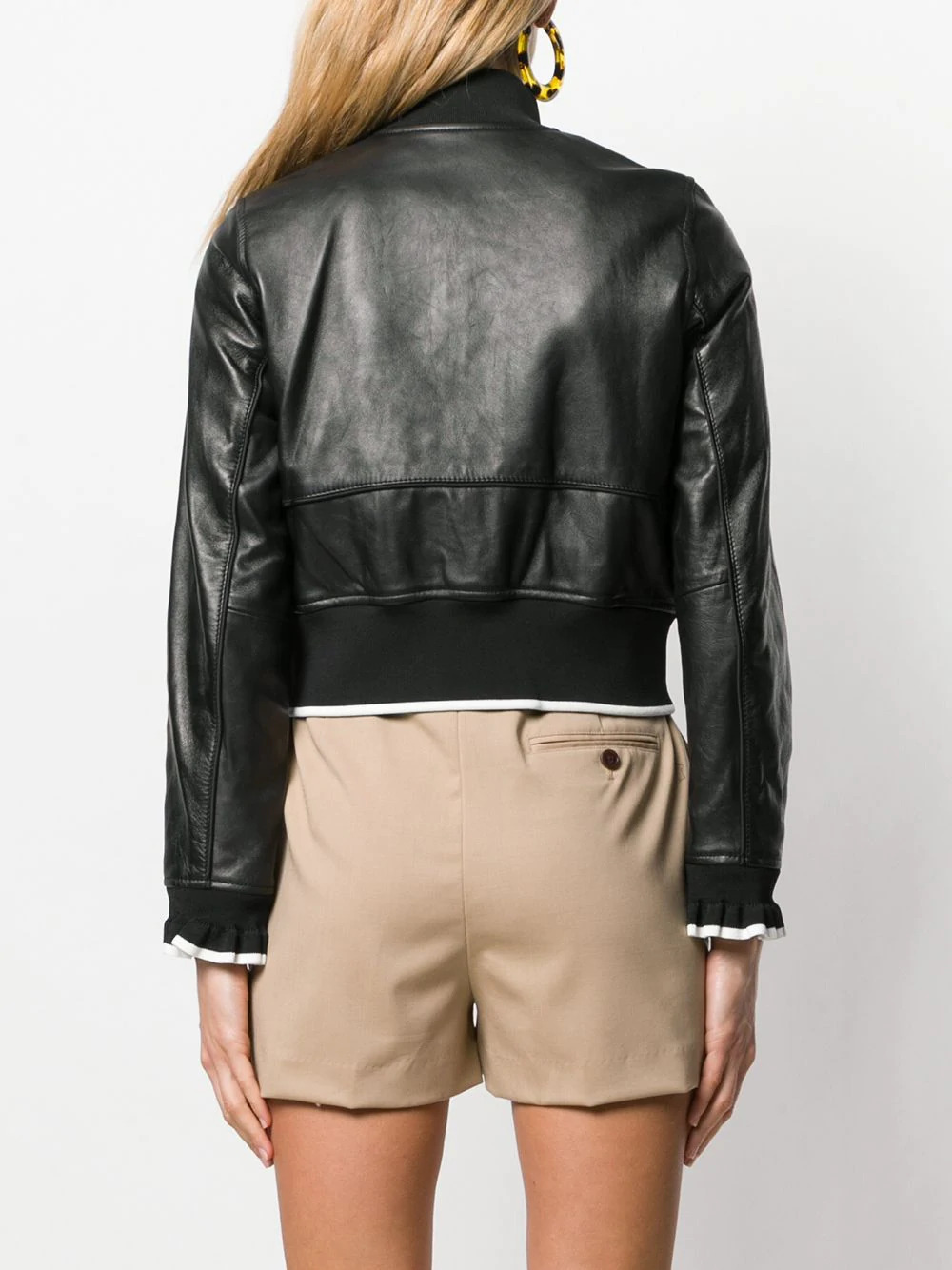 Black Cropped Leather Jacket - Maker of Jacket
