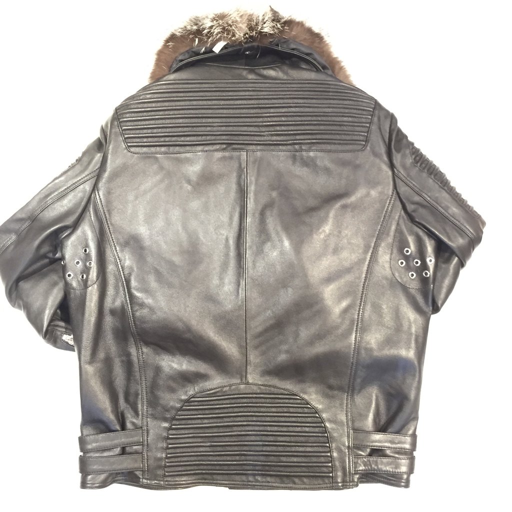 Silver Fox Collar Biker Jacket - Maker of Jacket