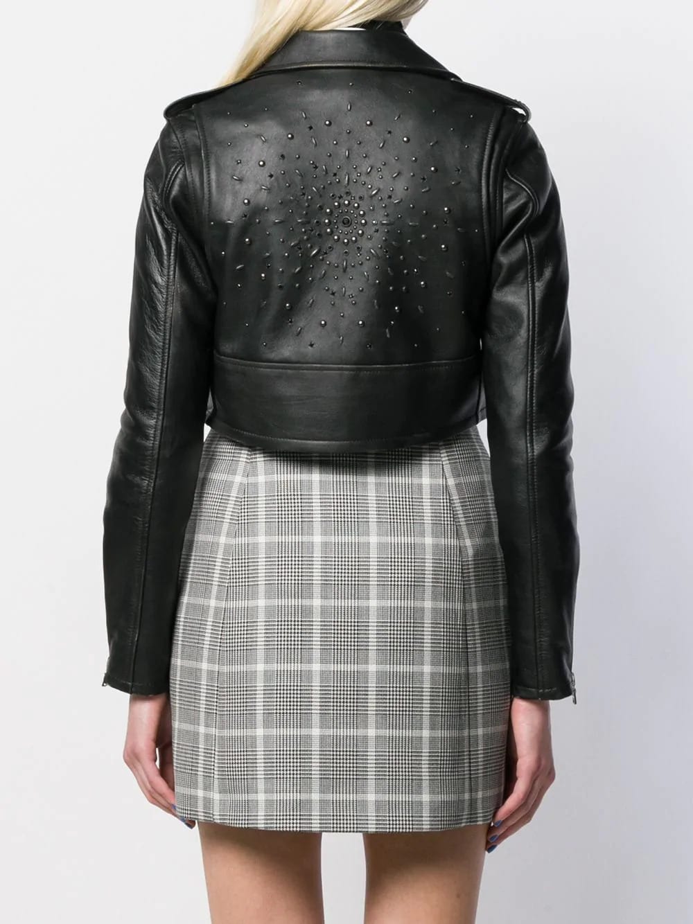 Black Leather Cropped Biker Jacket - Maker of Jacket