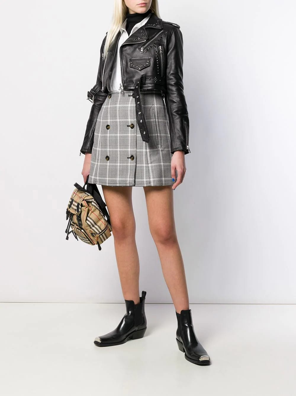 Black Leather Cropped Biker Jacket - Maker of Jacket
