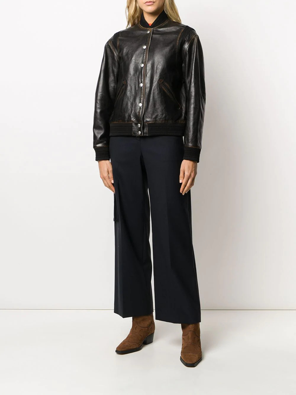 Decorative Buttons Leather Jacket - Maker of Jacket