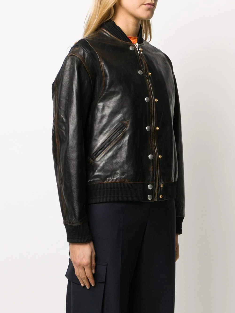 Decorative Buttons Leather Jacket - Maker of Jacket