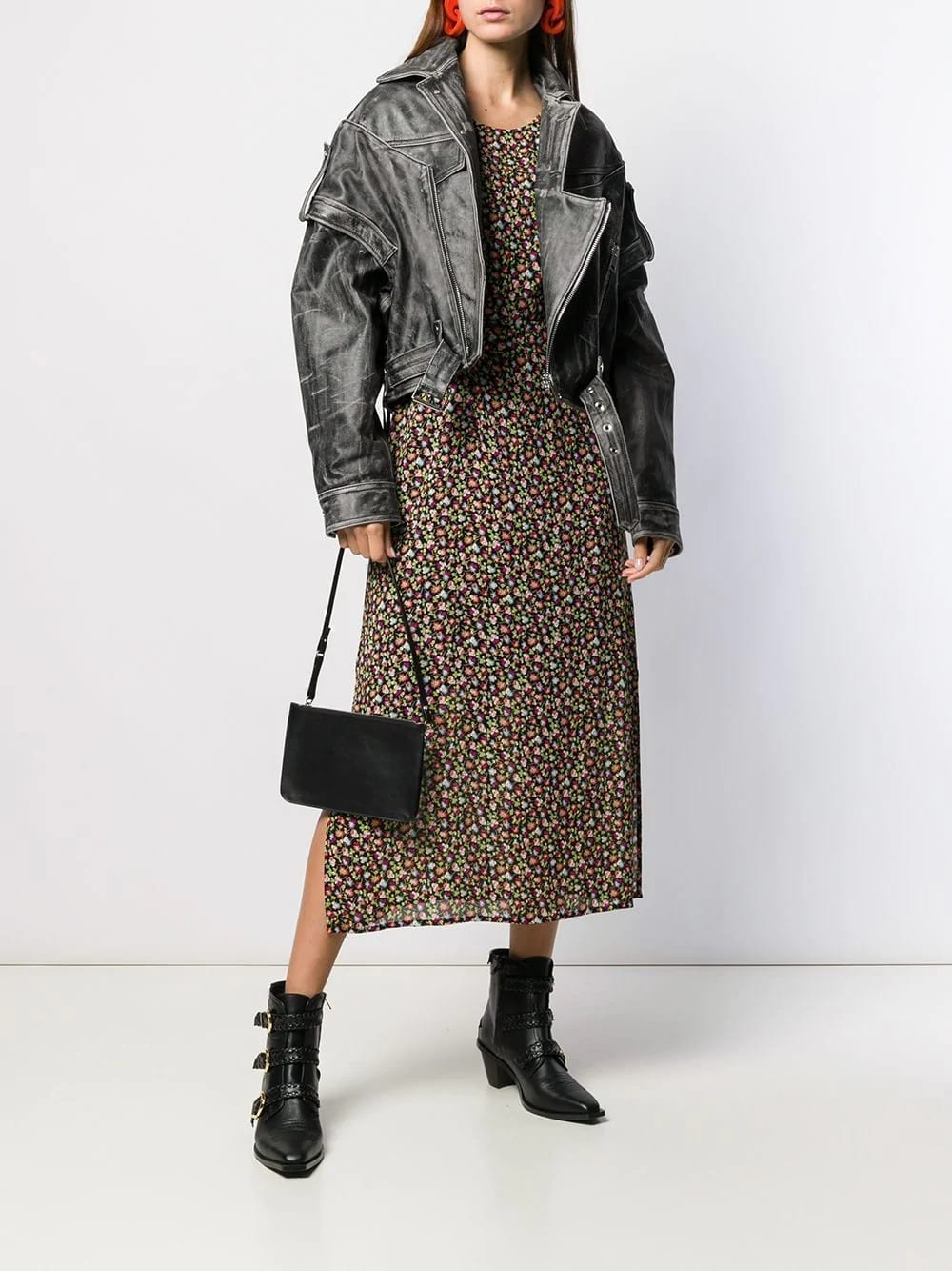 Grey Leather Distressed Biker Jacket - Maker of Jacket