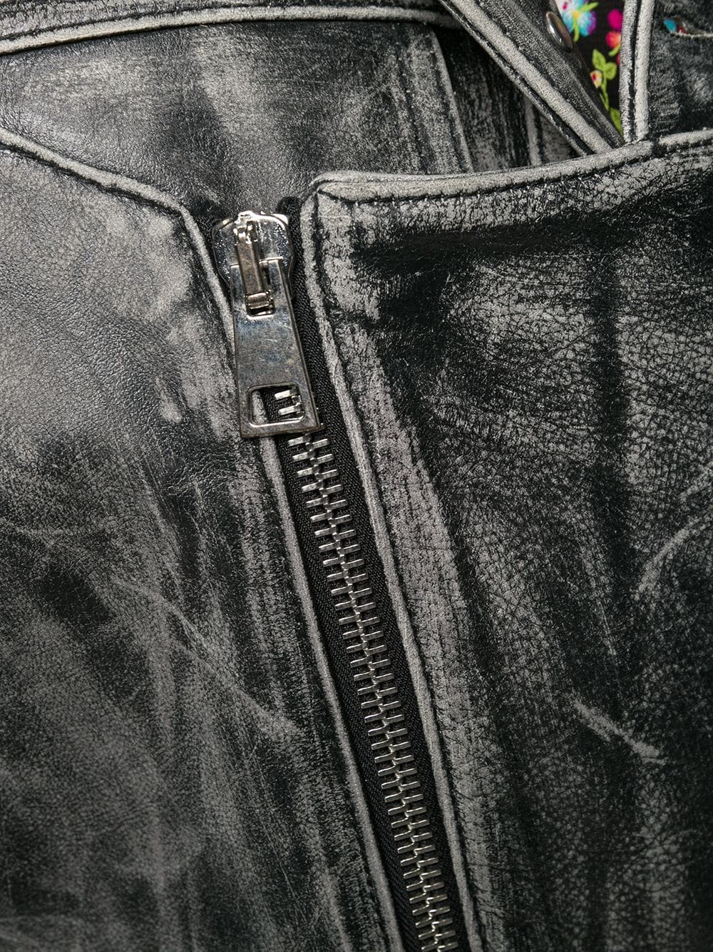 Grey Leather Distressed Biker Jacket - Maker of Jacket