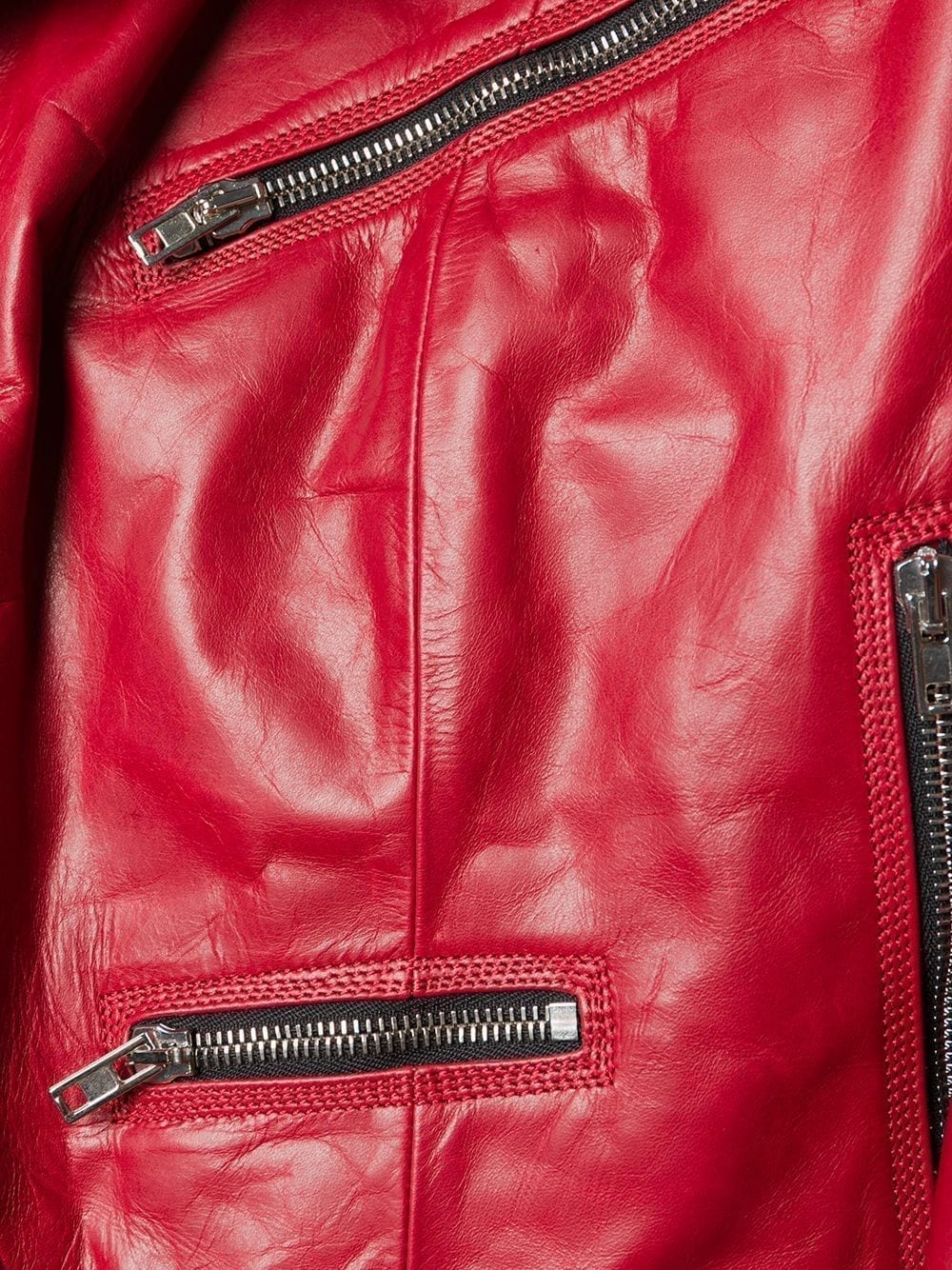 Red Cropped Leather Jacket - Maker of Jacket