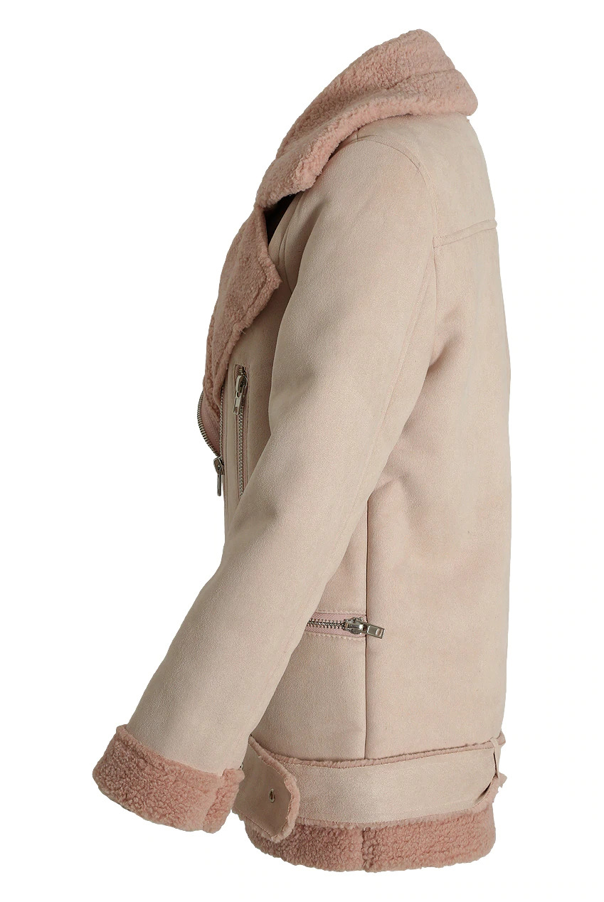 Women's Faux Suede Fur Lining Shearling Leather Coat - Maker of Jacket Women's Faux Suede Fur Lining Shearling Leather Coat - Maker of Jacket