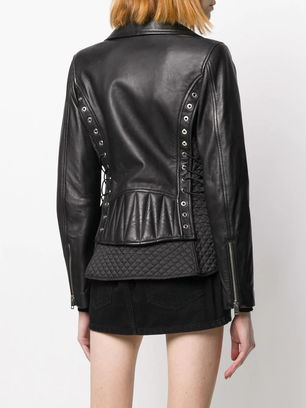 Black Sheepskin Padded Biker Jacket - Maker of Jacket