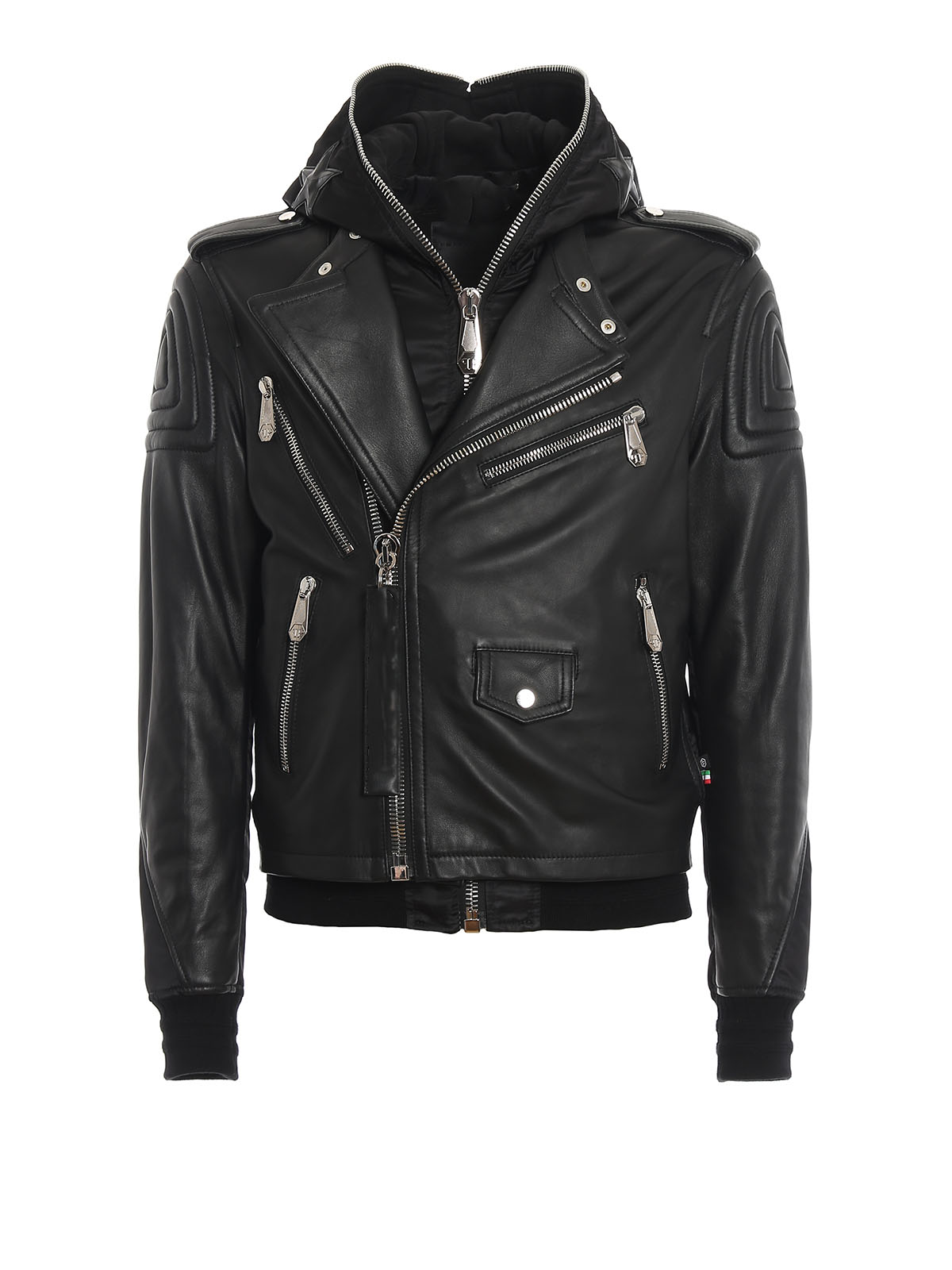 Black Statement Hooded Biker Jacket | stylish jackets