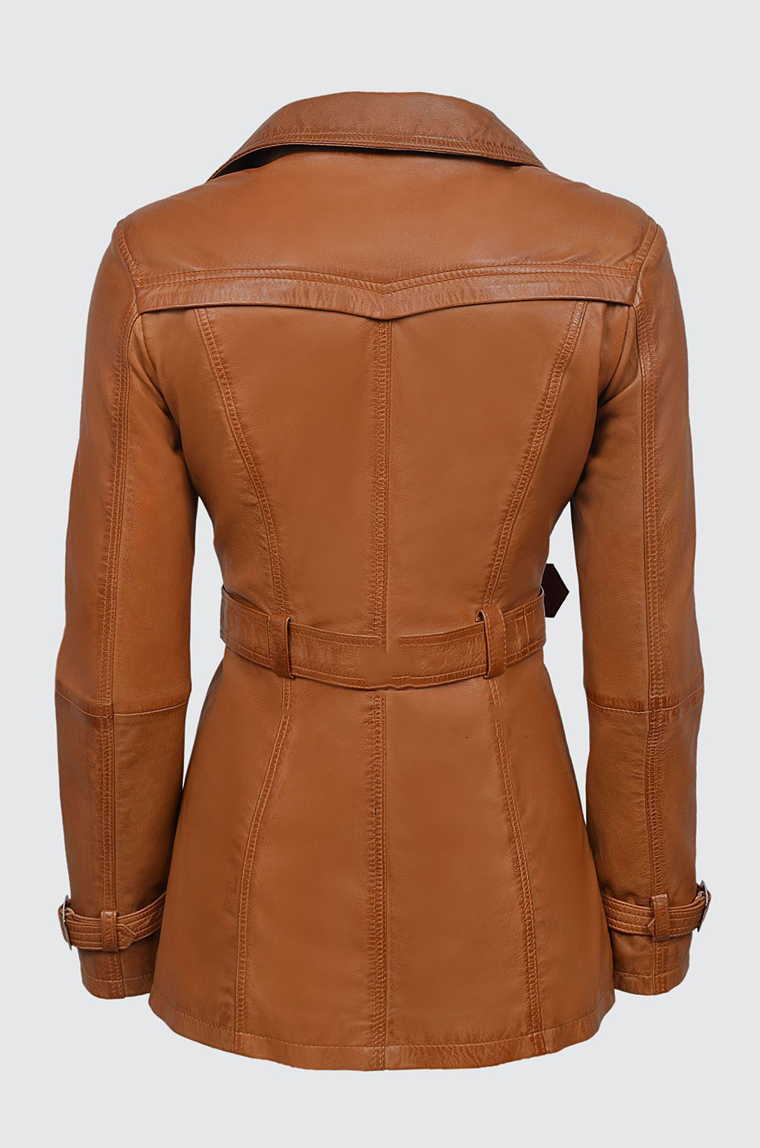 Tan Classic Real Nappa Leather Trench Coat - Maker of Jacket