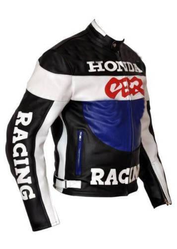 Custom Honda Cbr Black Blue Motorcycle Leather Jacket With Safety Pads ...