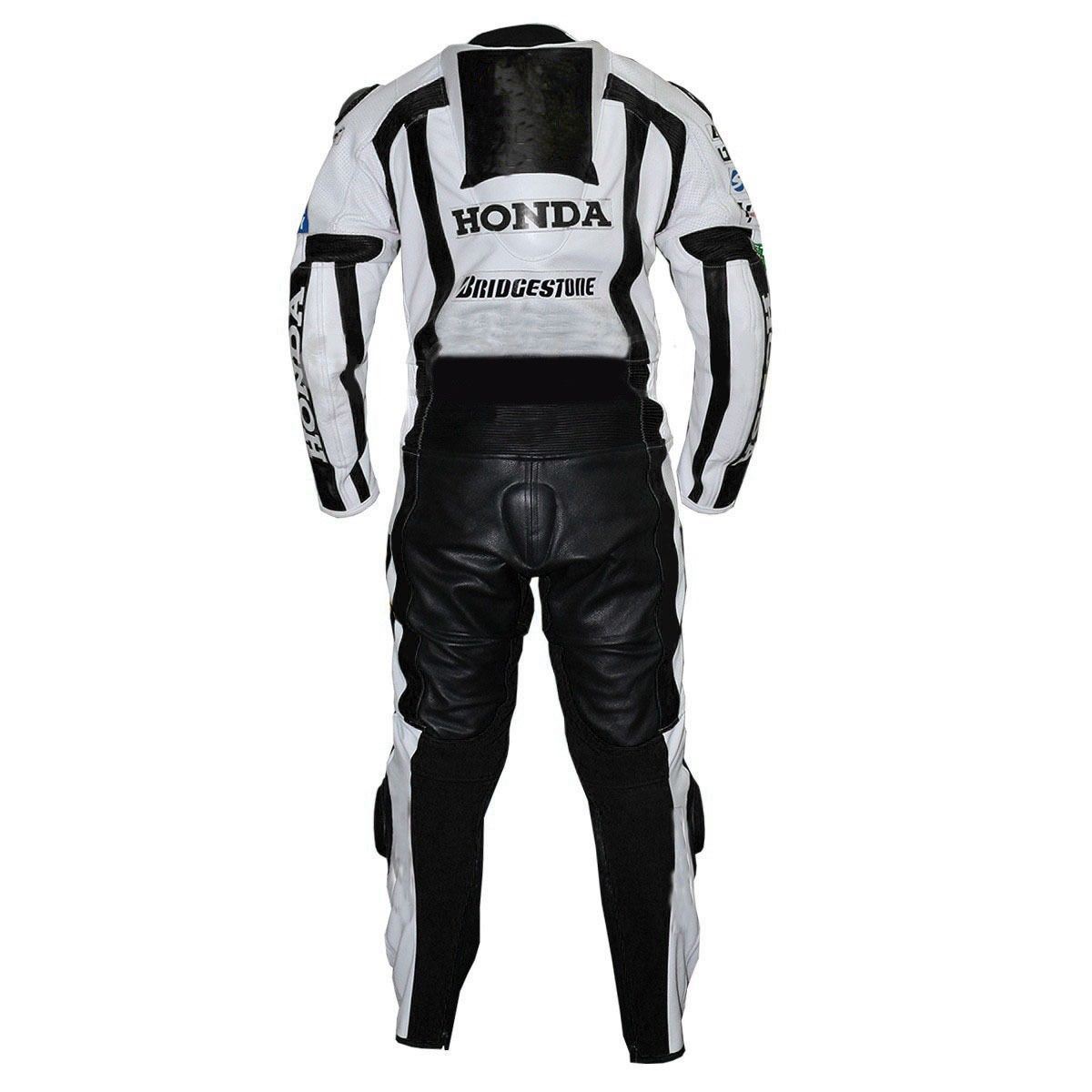 Custom Honda White Motorcycle Leather Suit With Safety Pads - Maker of ...