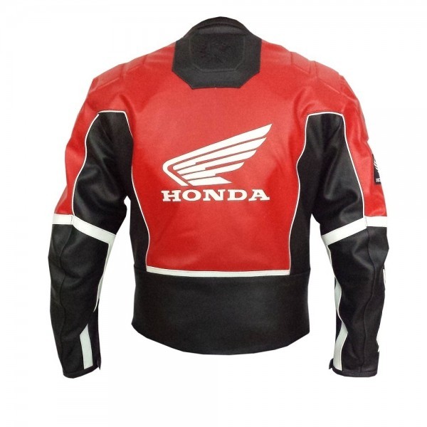 Honda Black And Red Racing Motorcycle Leather Jacket With Safety Pads ...