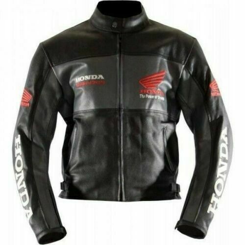Honda Black Leather Motorcycle Armour Jacket - Maker of Jacket