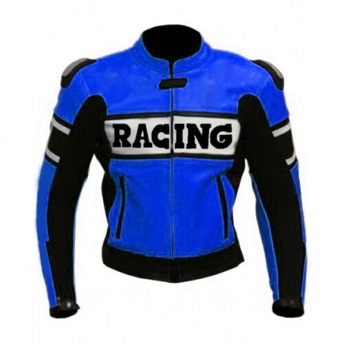 New Mens Custom Blue Racing Motorcycle Style - Maker of Jacket