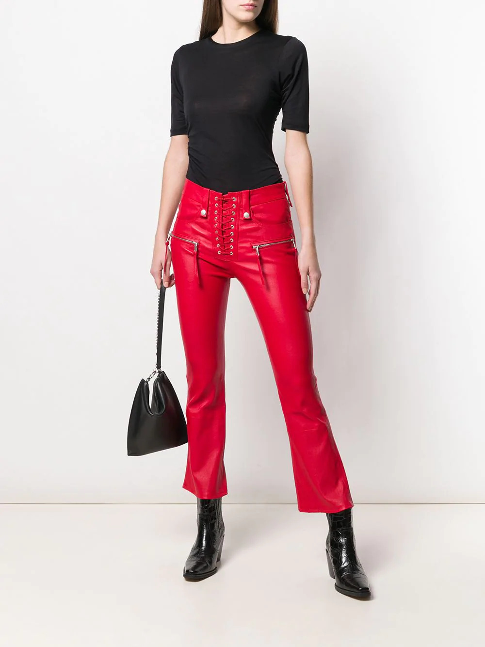 Red Cropped Faux Leather Pant - Maker of Jacket
