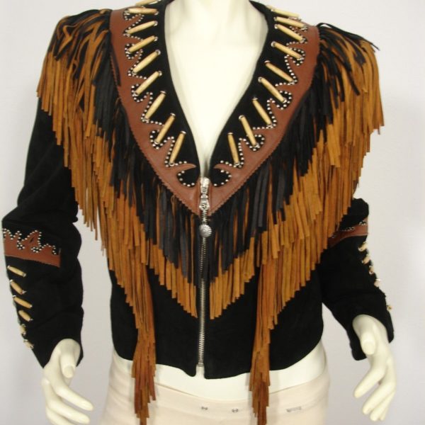 Native American Buckskin Tan Suede Leather Fringes Chaps - Maker of Jacket