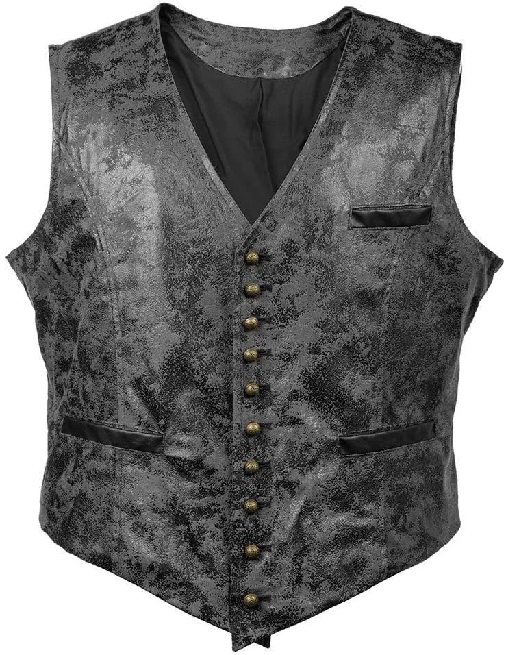 Black Victorian Steampunk Gothic Retro Wind Leather Cowboy Vest - Maker ...