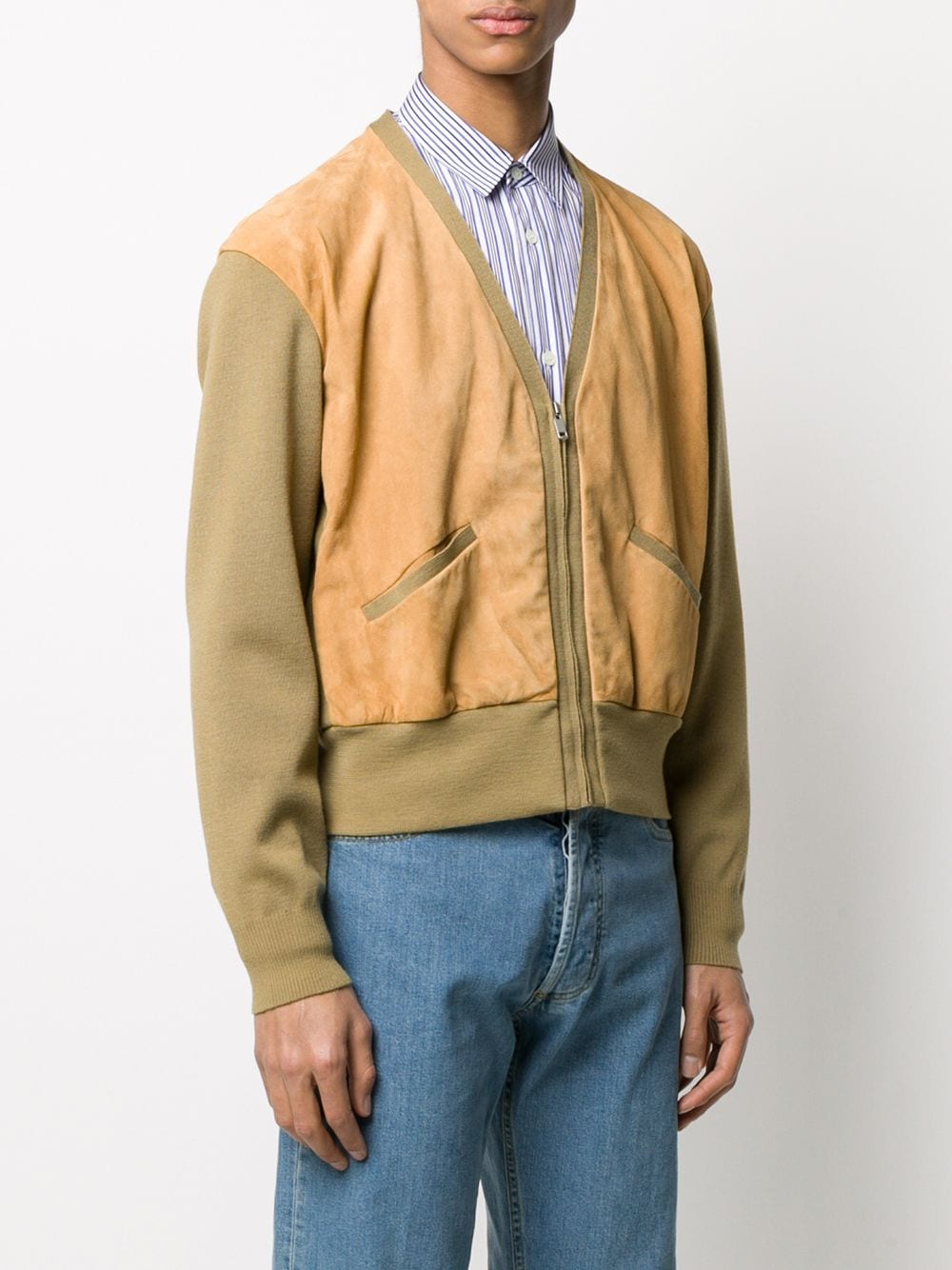 Cork Brown Lambskin Zipped Jacket - Maker of Jacket